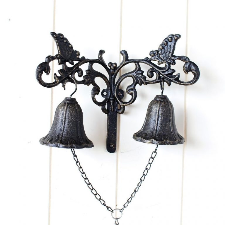 Vintage Scroll Cast Iron Double Door Bell | Dalisay