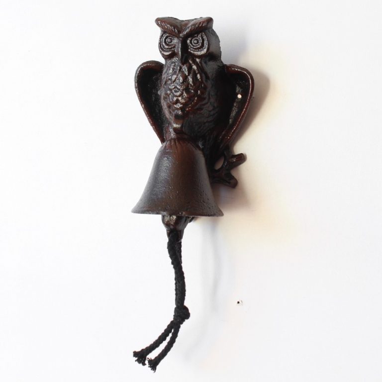 Rustic Black Cast Iron Metal Hanging Owl Doorbell 16 Cm | Dalisay