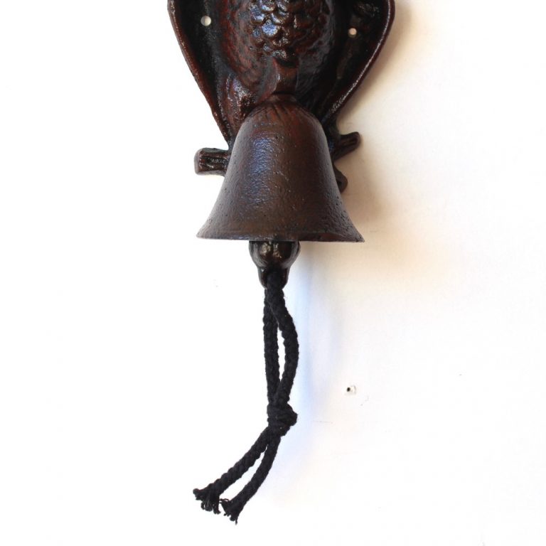 Rustic Black Cast Iron Metal Hanging Owl Doorbell 16 Cm | Dalisay
