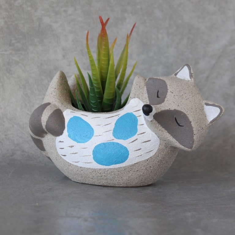 Blue And White Ceramic Sand Fox Pot Planter 10cm | Dalisay