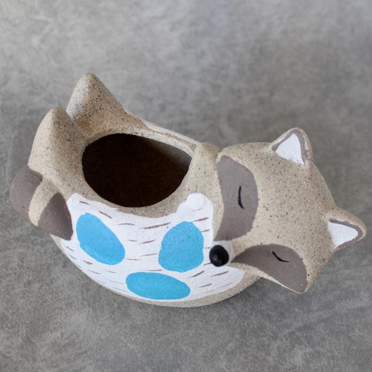 Blue And White Ceramic Sand Fox Pot Planter 10cm | Dalisay