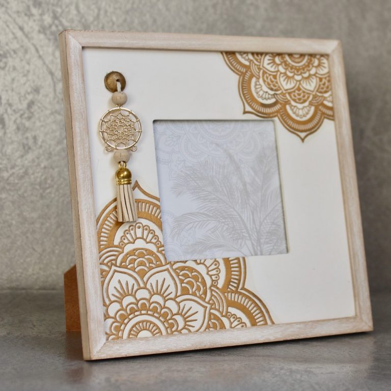 Shabby Chic Boho Mandala Wooden Square Photo Frame 4x4 | Dalisay
