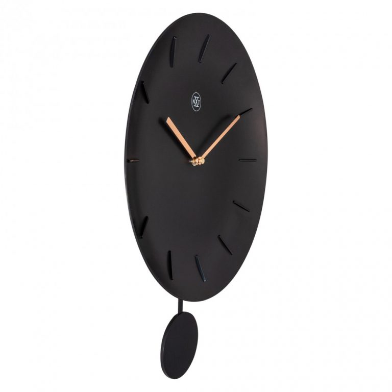 NeXtime Bowl Wall Clock With Pendulum, 30cm, Black | Dalisay
