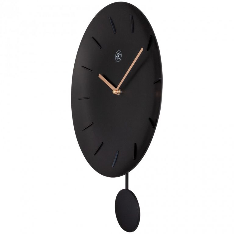 NeXtime Bowl Wall Clock With Pendulum, 30cm, Black | Dalisay