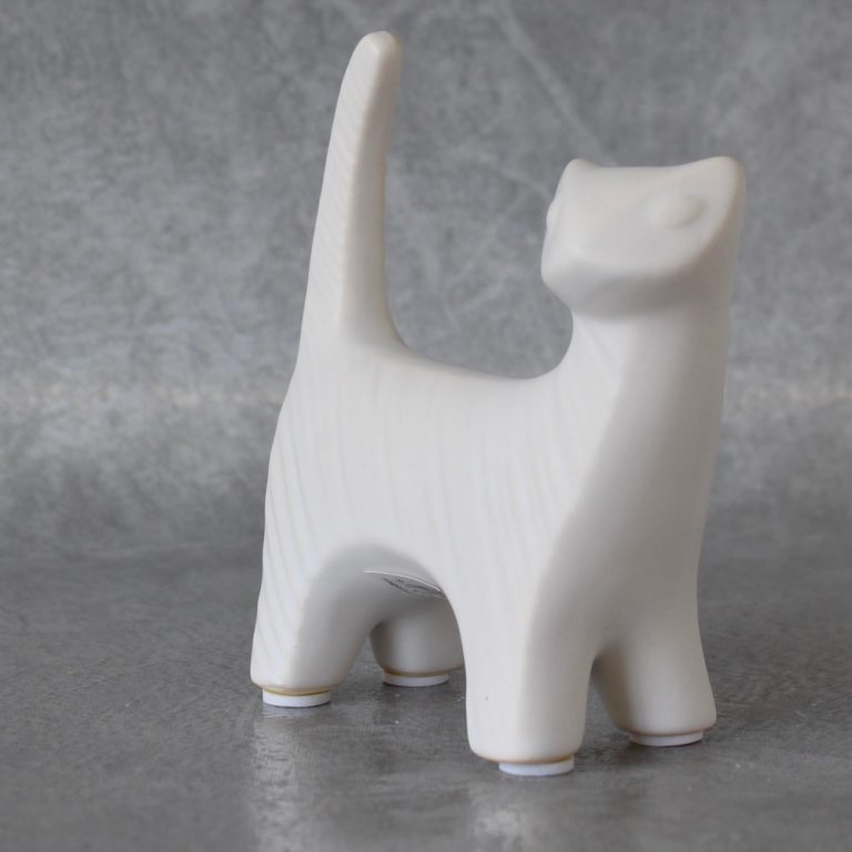 Milky White Cat Ceramic Animal Statues - Set Of 2 | Dalisay