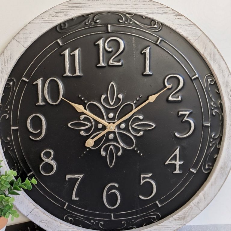 Large Black White French Scroll Wall Clock, 56cm | Dalisay