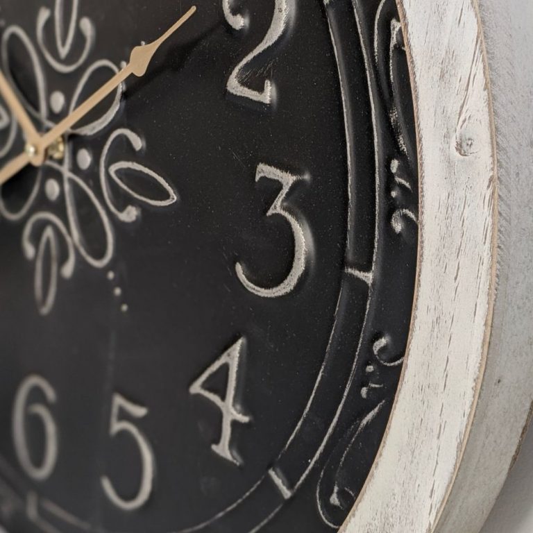 Large Black White French Scroll Wall Clock, 56cm | Dalisay