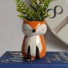 White Orange Ceramic Fox Pot Planter, 10cm | Dalisay