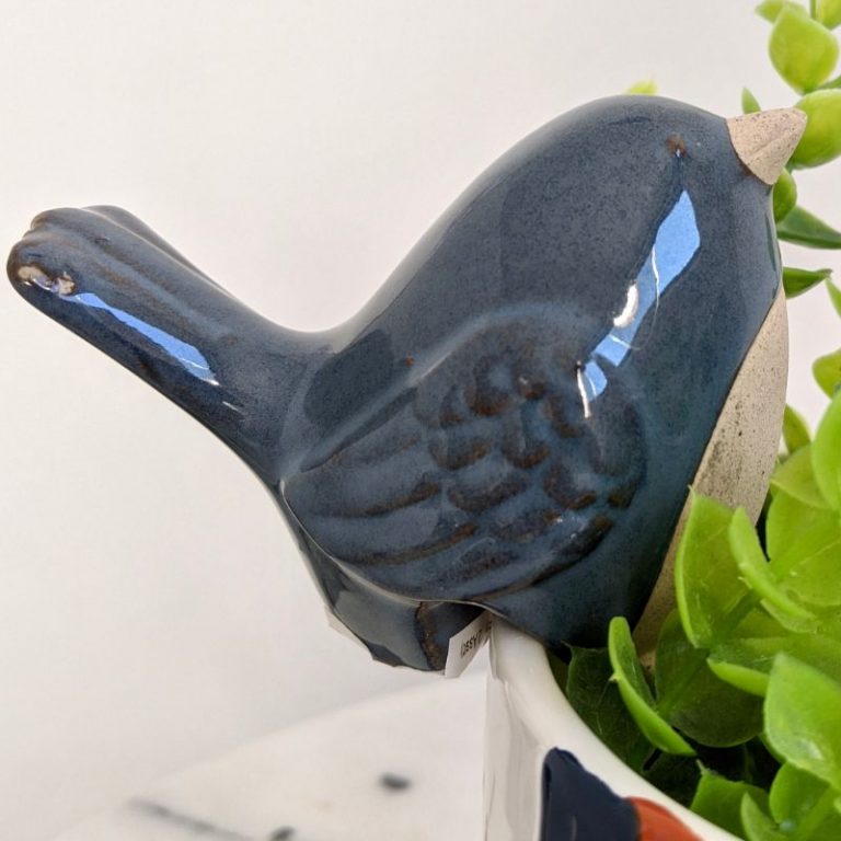 Blue Pink Bird Ceramic Pot Planter Sitter - Set Of 2 | Dalisay
