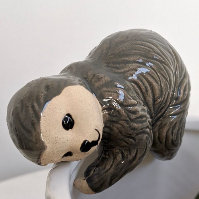 Grey Green Sloth Ceramic Pot Planter Sitter - Set Of 2 | Dalisay