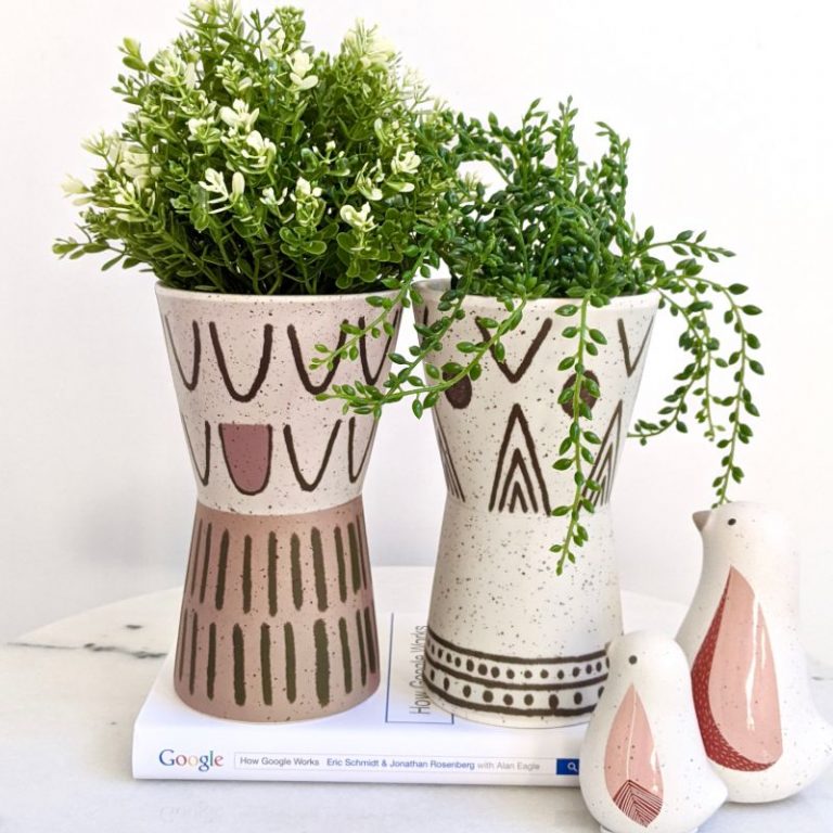 Tribal Aztec Ceramic Pot Planter, 19.5cm | Dalisay