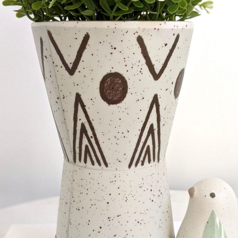 Tribal Aztec Ceramic Pot Planter, 19.5cm | Dalisay