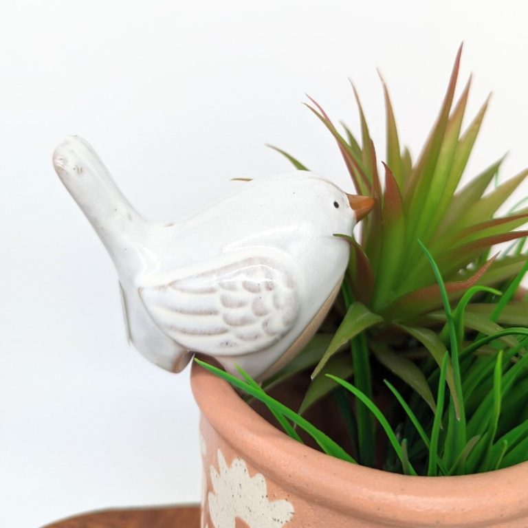 White Ceramic Bird Pot Sitter - Set Of 2 | Dalisay