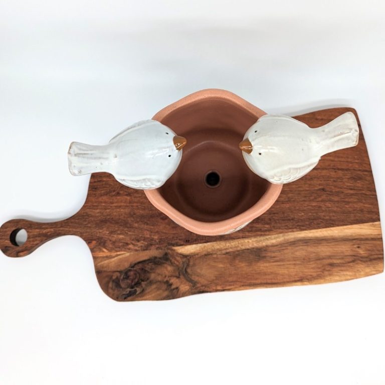 White Ceramic Bird Pot Sitter - Set Of 2 | Dalisay