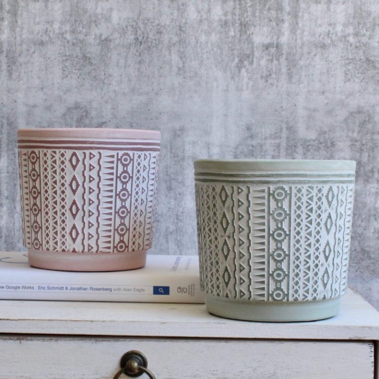 Terracotta Green Aztec Planter Pot | Dalisay