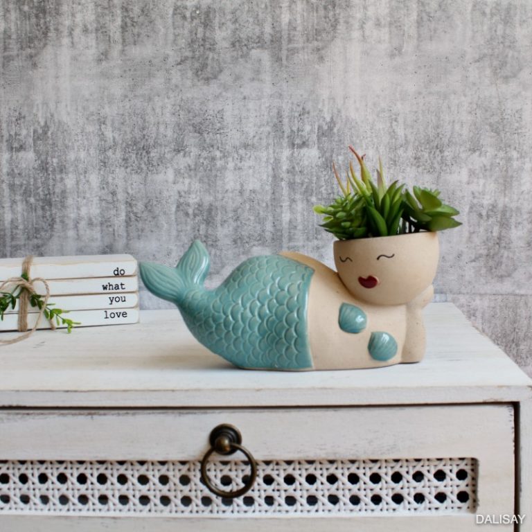 Blue Sea Mermaid Planter Pot, 22cm | Dalisay