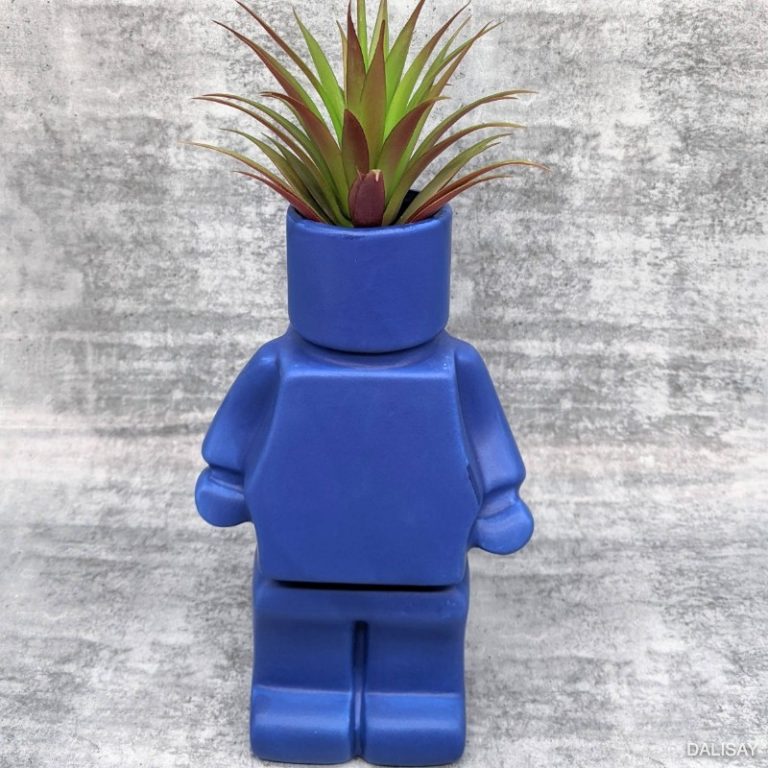 Blue Block Man Planter Pot, 22cm | Dalisay