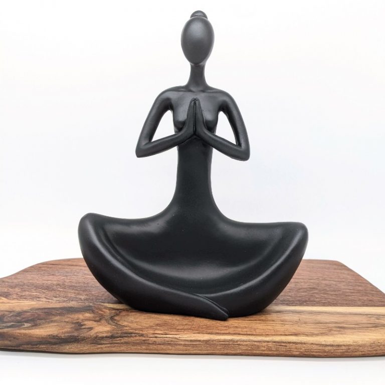 Black Yoga Lady Namaste Sculpture Statue, 24cm | Dalisay