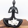 Black Yoga Lady Namaste Sculpture Statue, 24cm | Dalisay