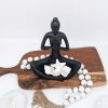 Black Yoga Lady Namaste Sculpture Statue, 24cm | Dalisay