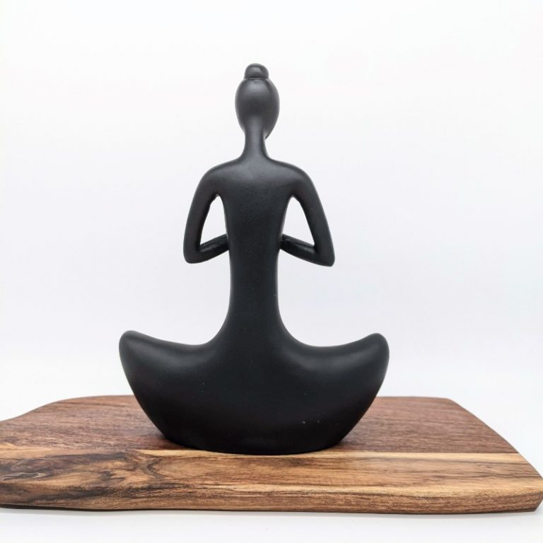 Black Yoga Lady Namaste Sculpture Statue, 24cm | Dalisay