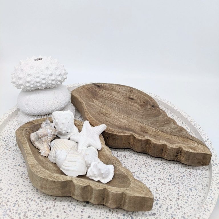 Wooden Sea Shell Tray - Set Of 2 | Dalisay