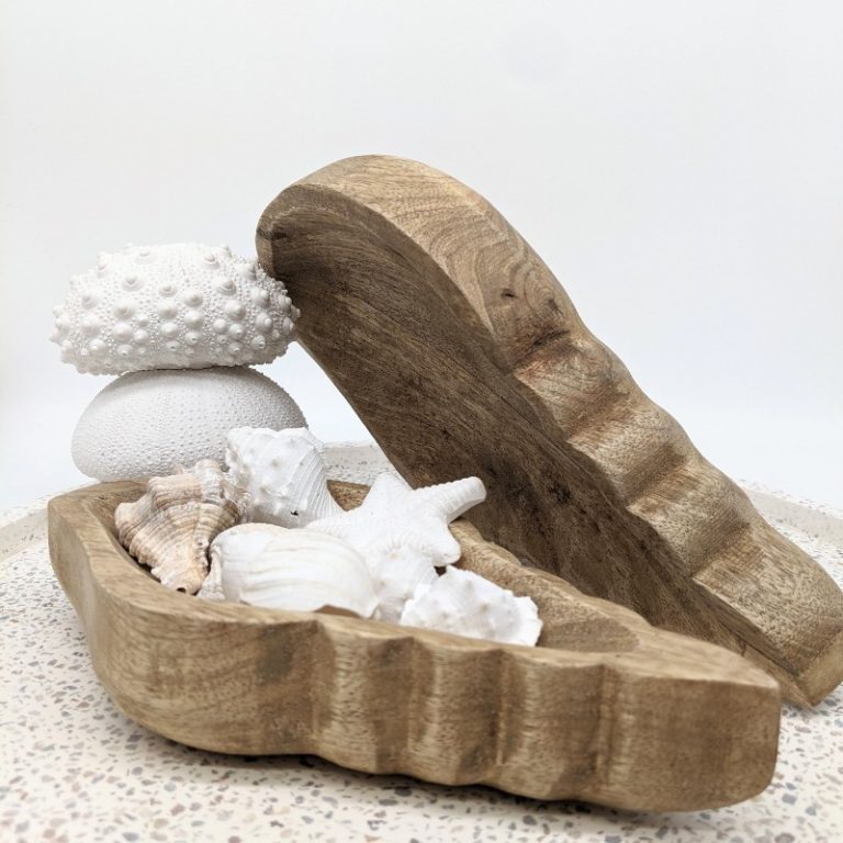 Wooden Sea Shell Tray - Set Of 2 | Dalisay
