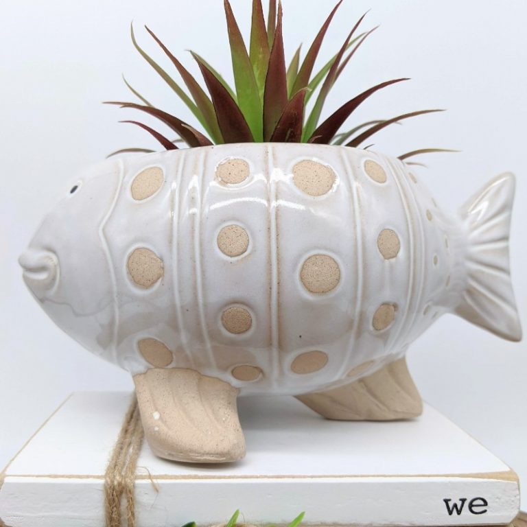 Natural White Paddling Fish Planter Pot, 20cm | Dalisay