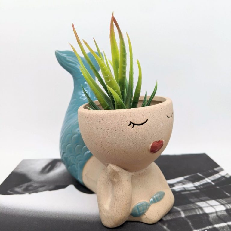 Relaxing Blue Mermaid Planter Pot, 16.5cm | Dalisay