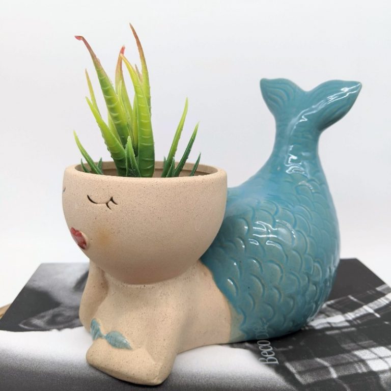 Relaxing Blue Mermaid Planter Pot, 16.5cm | Dalisay