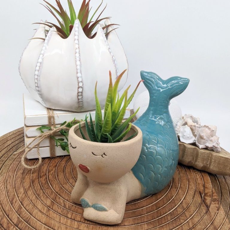 Relaxing Blue Mermaid Planter Pot, 16.5cm | Dalisay