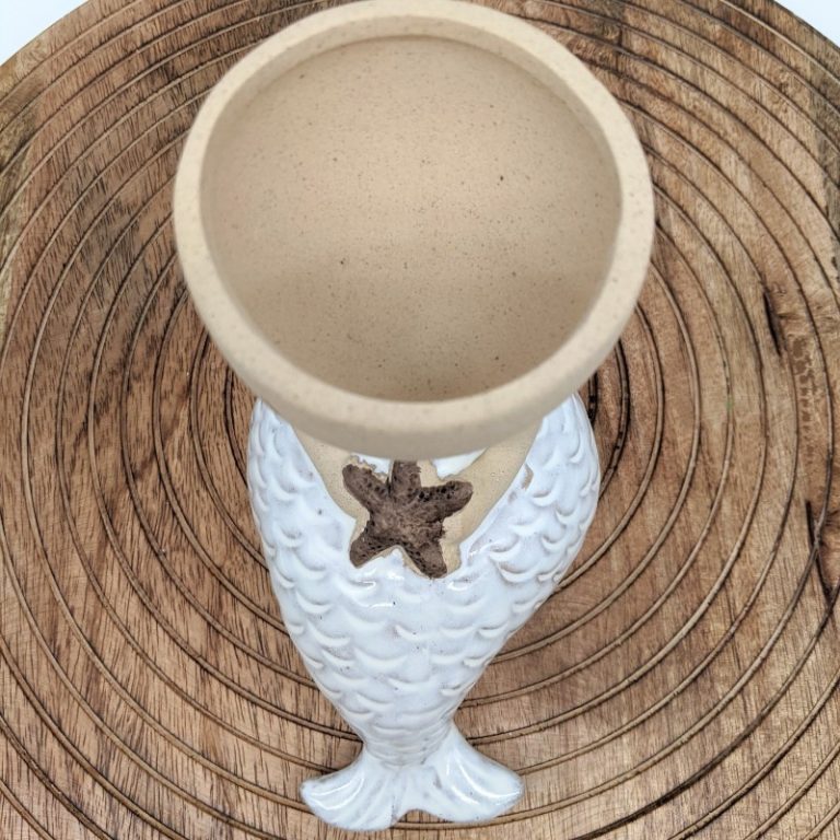 Sitting White Mermaid Planter Pot, 15cm | Dalisay