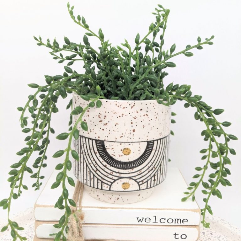 Terrazzo Look Black Aztec Planter Pot, 10cm | Dalisay