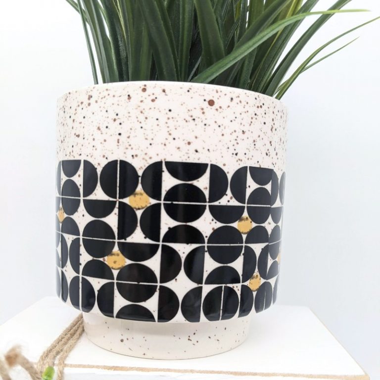 Terrazzo Look Black Circles Planter Pot, 10cm | Dalisay