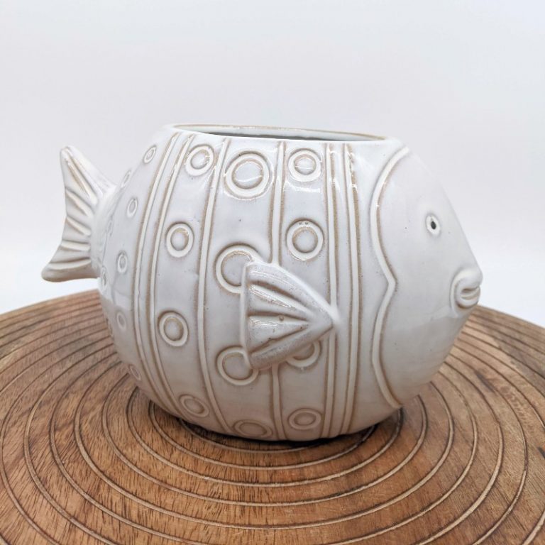 White Moby Fish Planter Pot, 21cm | Dalisay