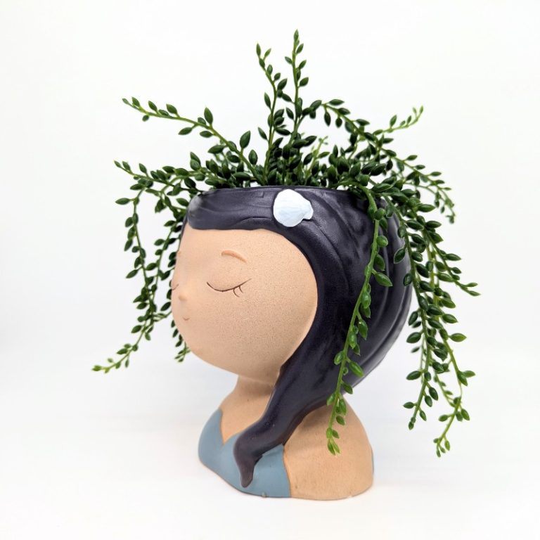 Blue Girl Face Planter Pot, 16cm | Dalisay
