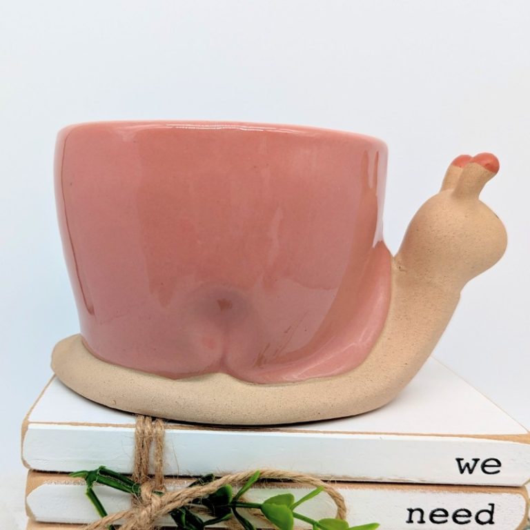 Pink Snail Ceramic Planter Pot, 15cm | Dalisay