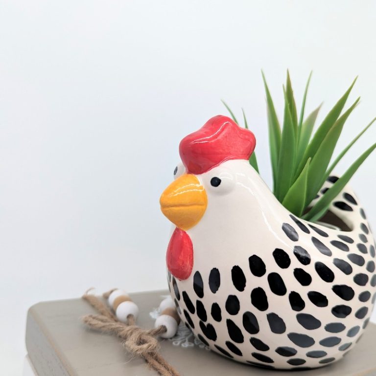 Black White Chicken Planter Pot | Dalisay